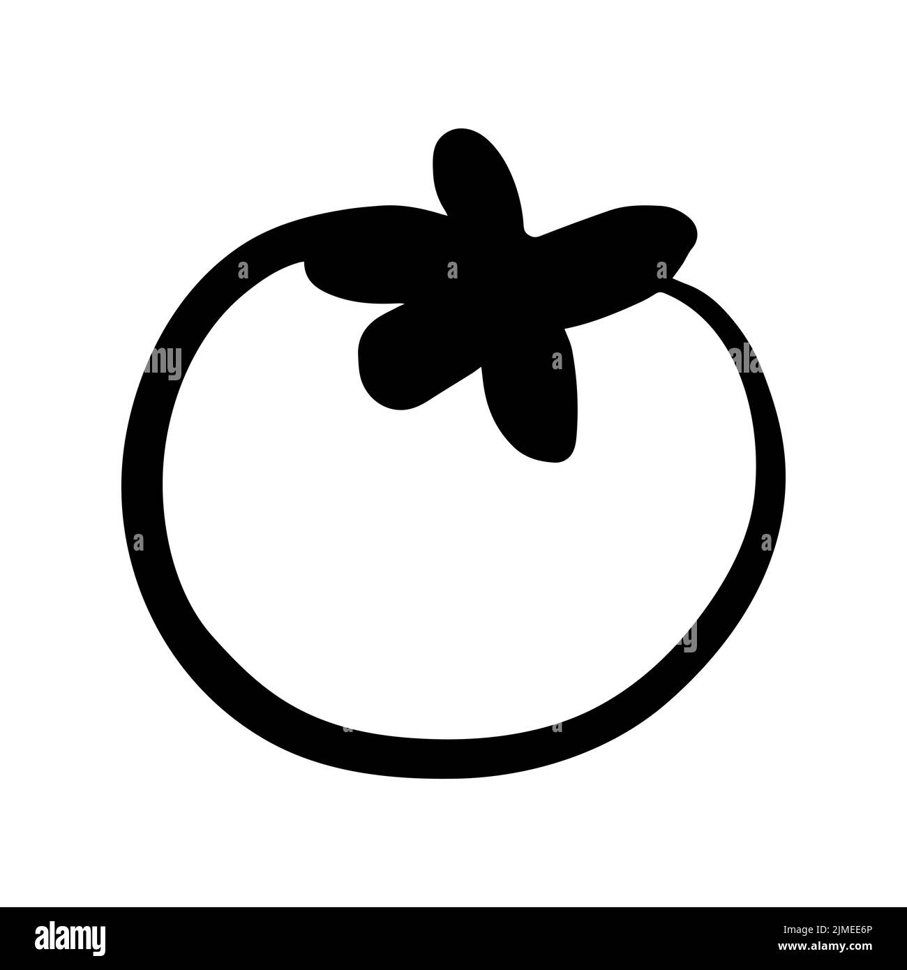 Doodle tomato. Outline vegetable isolated on white background. Hand ...