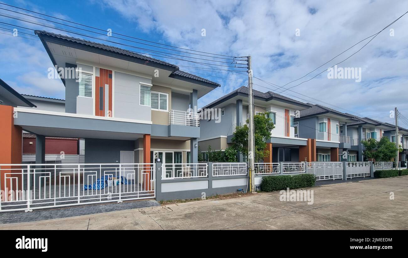 Thai Suburban areas with modern family houses, newly built modern ...