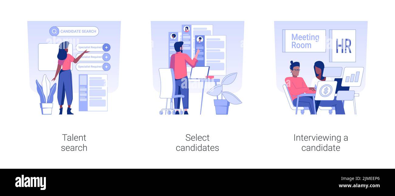Searching employees isolated concept vector illustration set. Talent ...