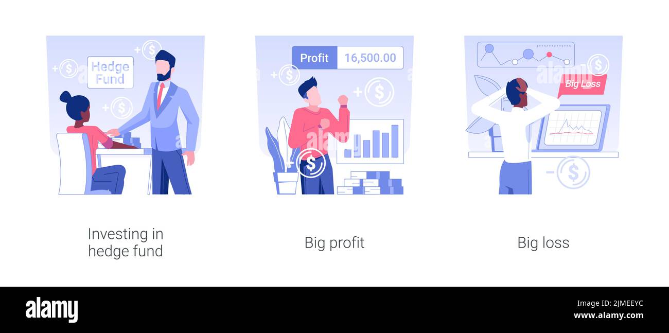 Hedge funding isolated concept vector illustration set. Investing in ...