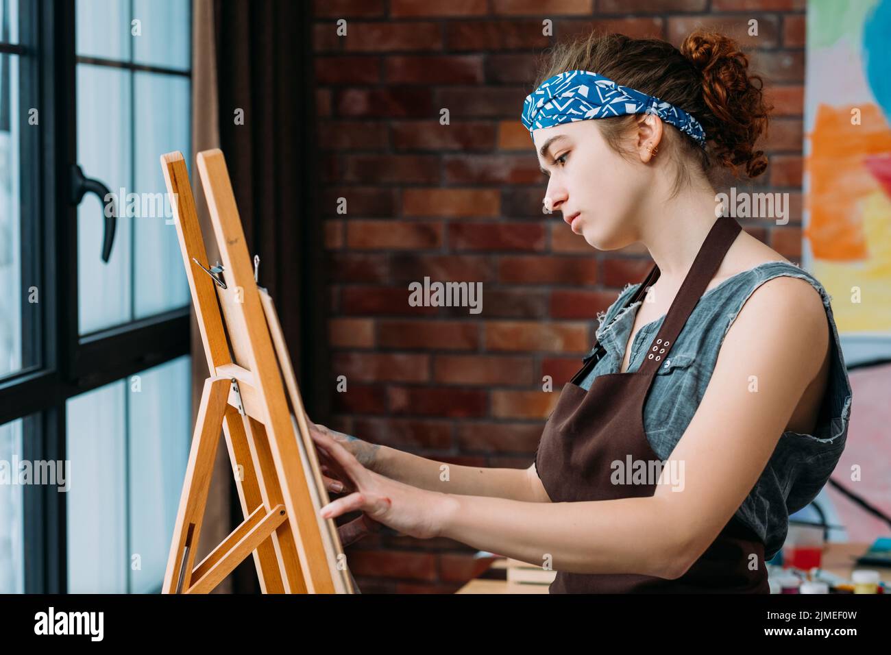 talent skills creative artist easel painting Stock Photo - Alamy