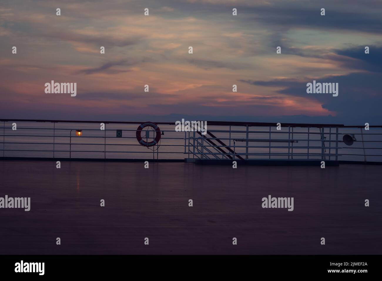 Luxury Cruise Ship Deck at Sunset Stock Photo - Alamy