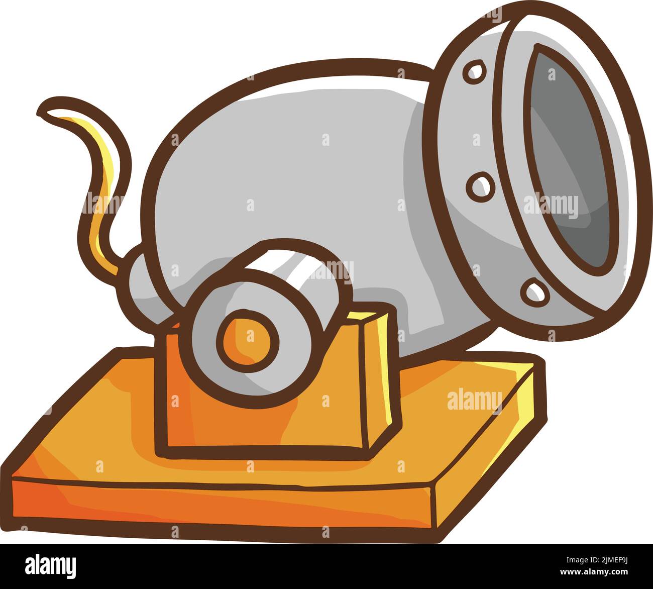 A vector of a cannon on an orange stand over a white background Stock ...