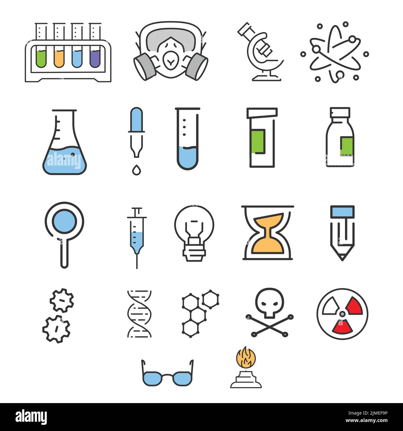 Many line art lab icons design in vector format Stock Vector Image ...