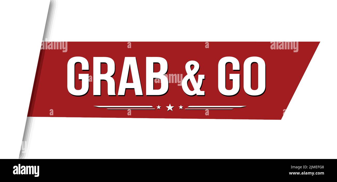 Grab and go red ribbon or banner design on white background, vector ...