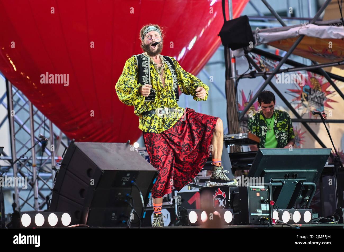 Jovanotti performing on stage during the Italian singer Music Concert ...