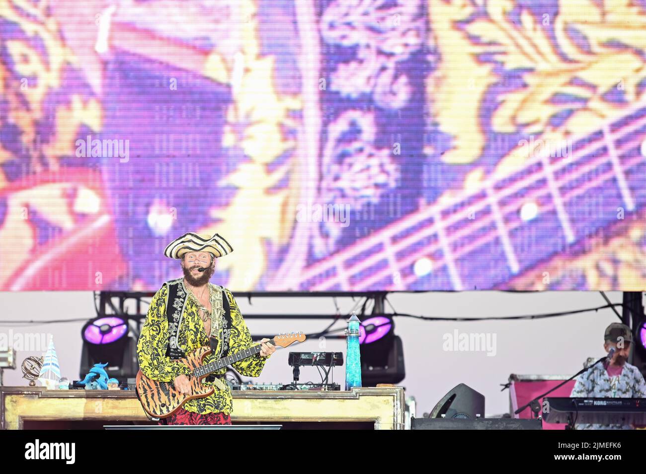 Jovanotti performing on stage during the Italian singer Music Concert ...