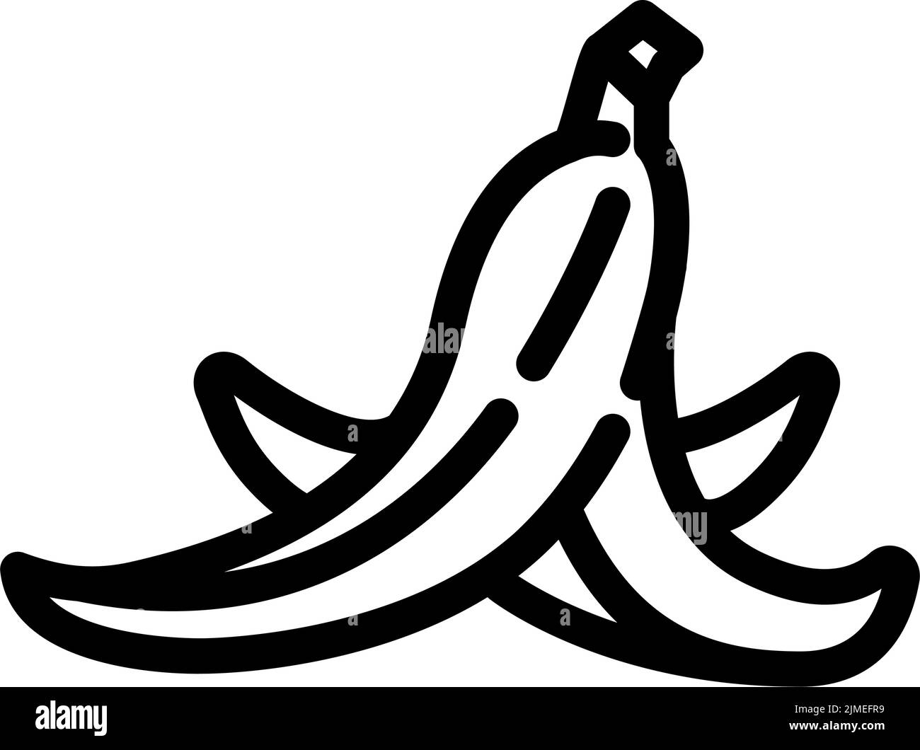 Banana Peel Slippery Line Icon Vector Illustration Stock Vector Image