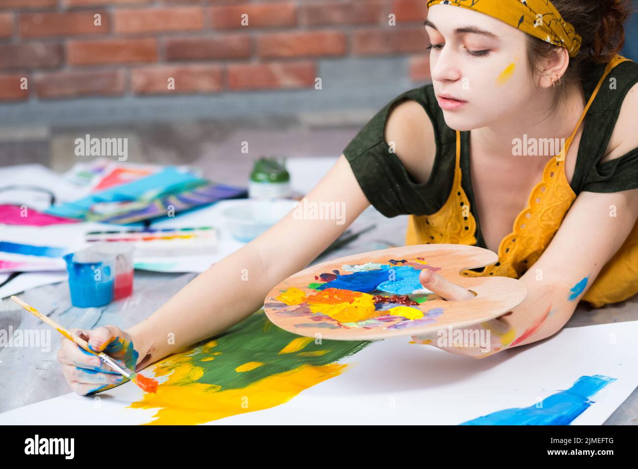 hobby recreation creative female artist painting Stock Photo - Alamy