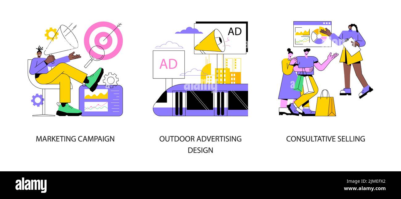 Product promotion abstract concept vector illustration set. Marketing ...