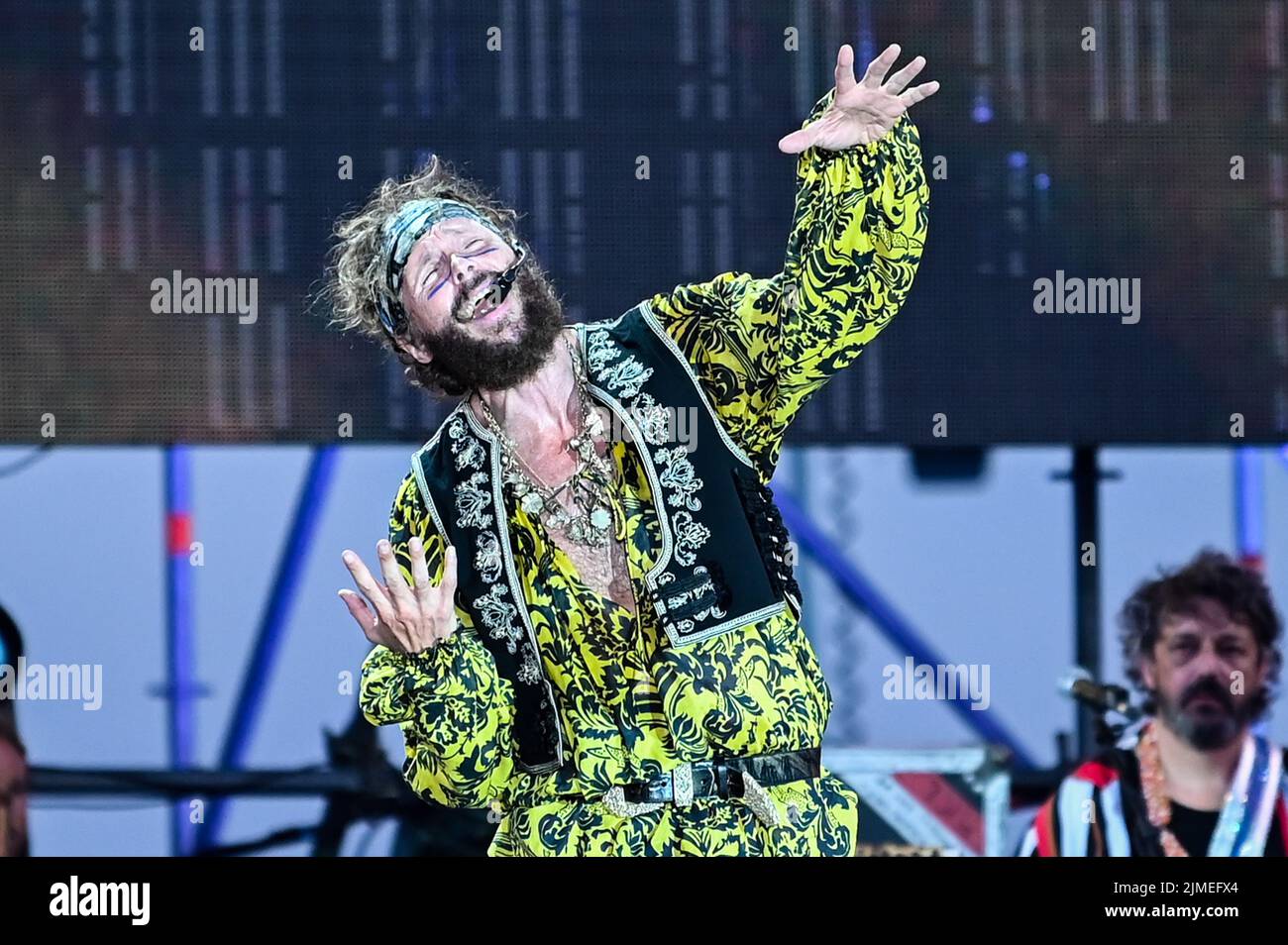 Jovanotti performing on stage during the Italian singer Music Concert ...
