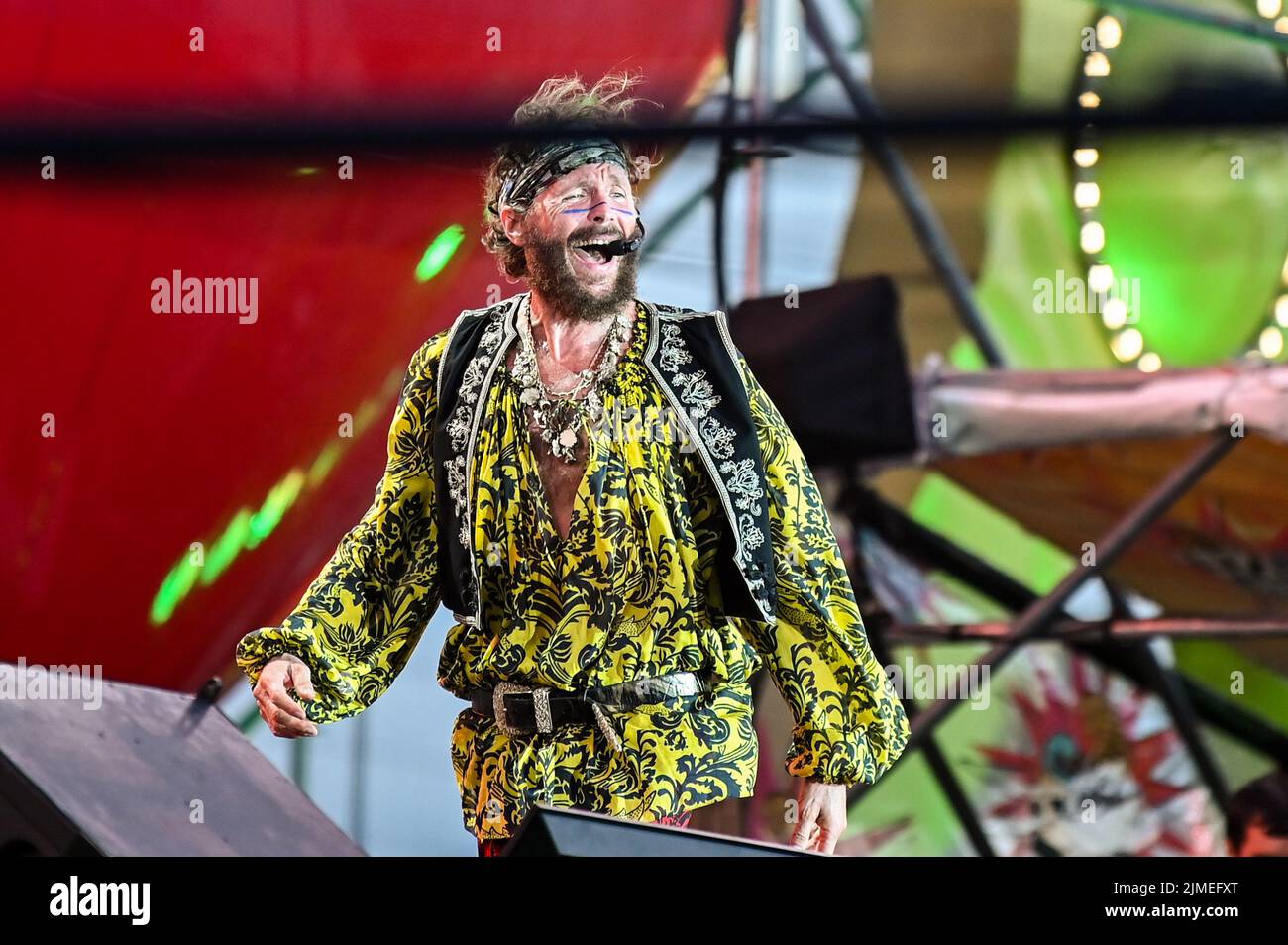 Jovanotti performing on stage during the Italian singer Music Concert ...