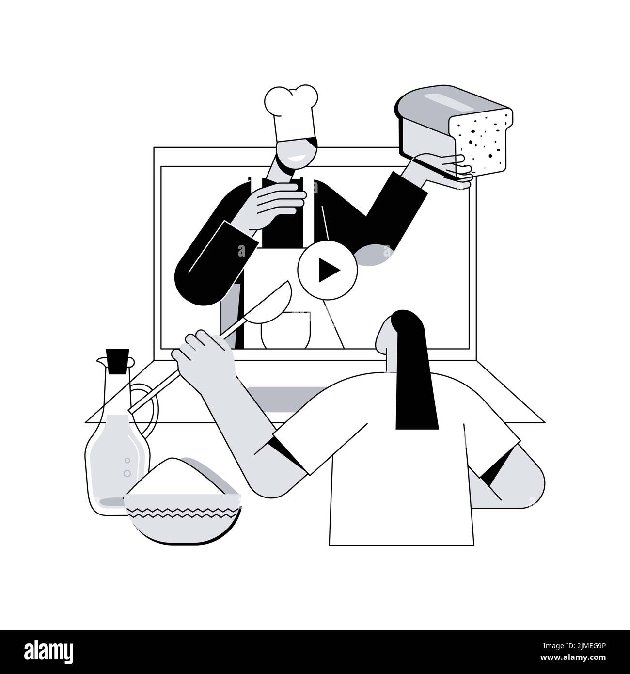 Online cooking tutorial abstract concept vector illustration. Food ...