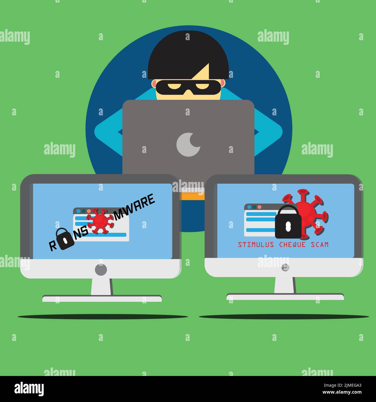 Scam Alert Hacker Attack And Web Security Vector Concept Phishing Scam Network And Internet