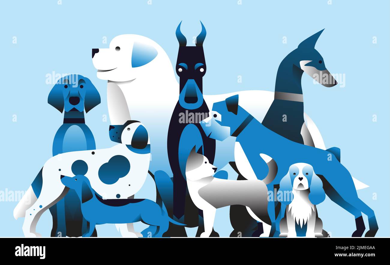 A vector illustration of different breeds of dogs Stock Vector Image ...