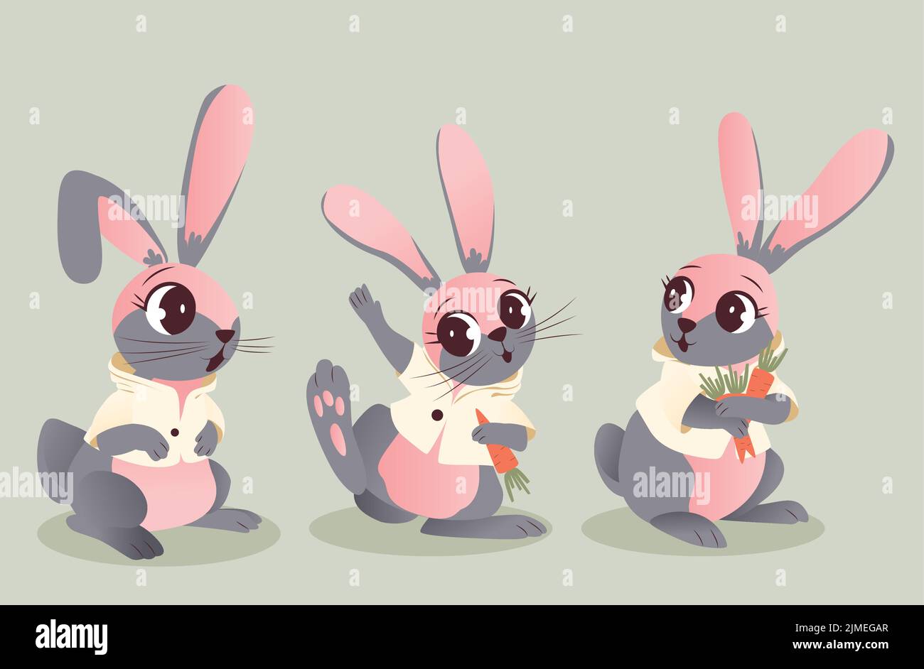 A vector illustration of three rabbits Stock Vector Image & Art - Alamy