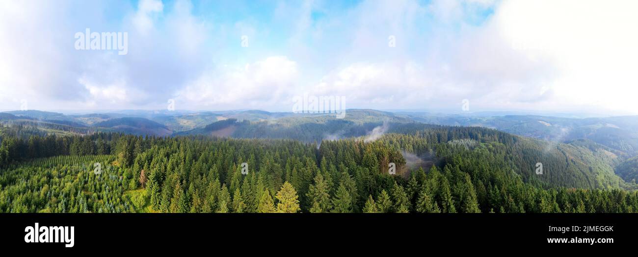 Sauerland forest mountain ranges landscape in germany panorama Stock ...