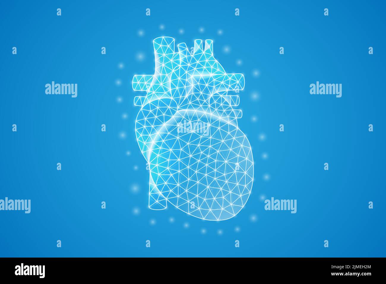Heart low poly symbol with white connected dots. 3d geometric polygonal ...