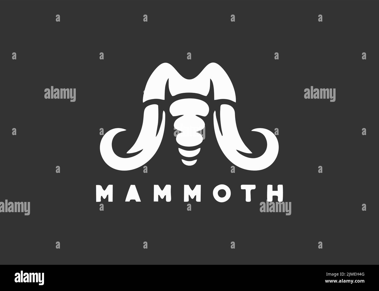 A vector illustration of a mammoth logo in grey and white colors Stock ...