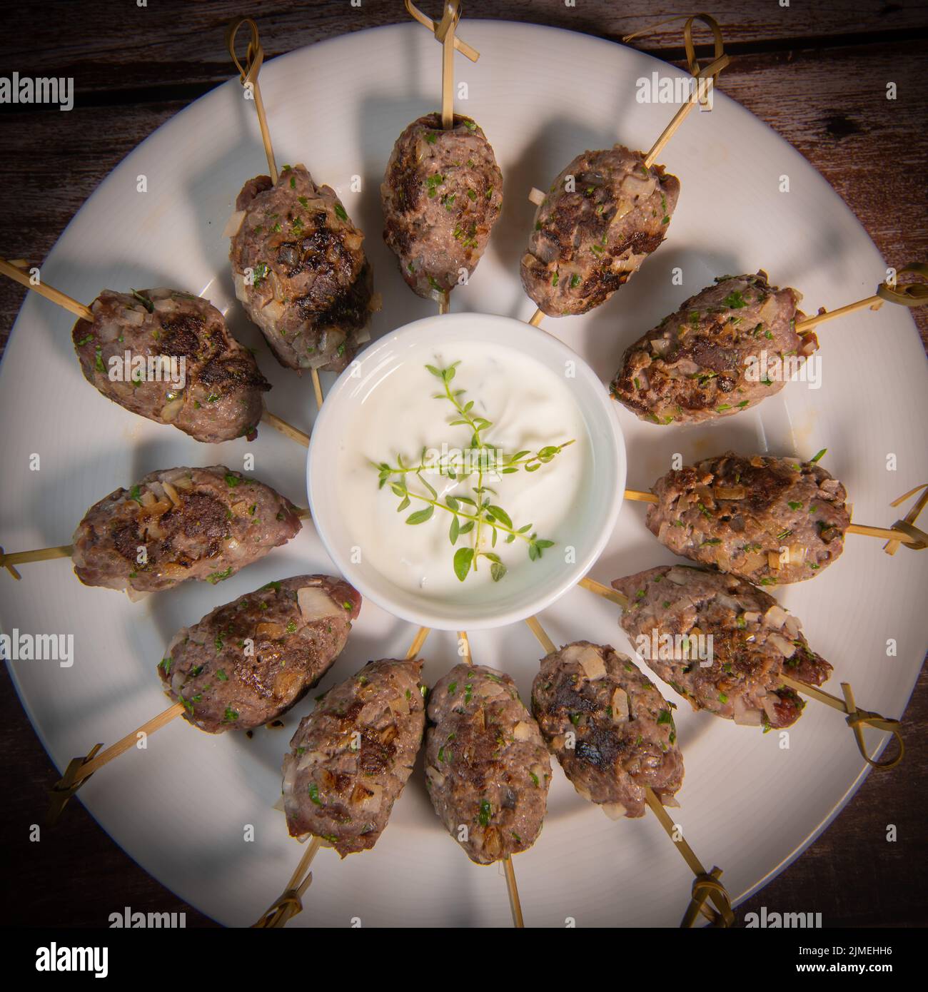 Recipe of kefta, beef skewer, Traditional homemade, with Greek yoghurt ...