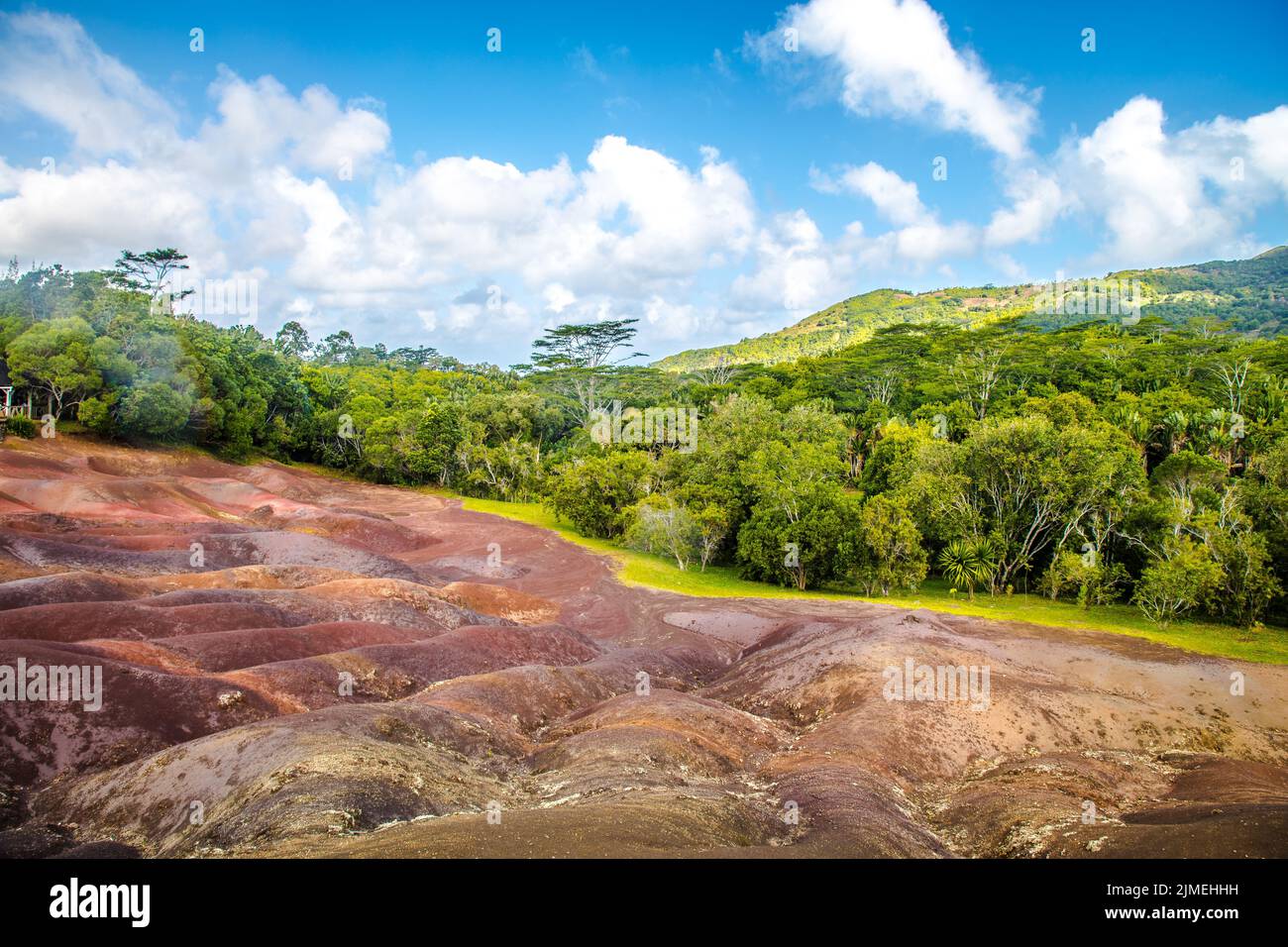 The Seven coloured earths near Chamarel, Mauritius, Africa Stock Photo ...