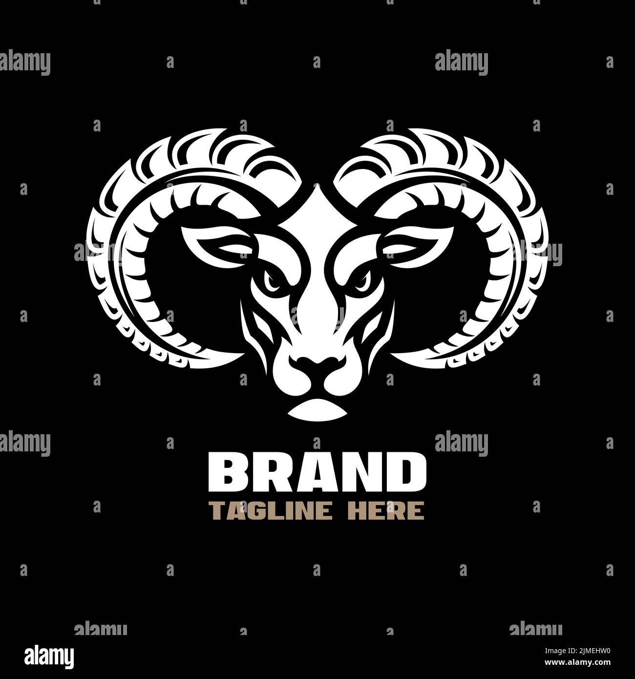 Vector Ram Logo The Head Of A Ram. Round Logo, Emblem On A... Stock