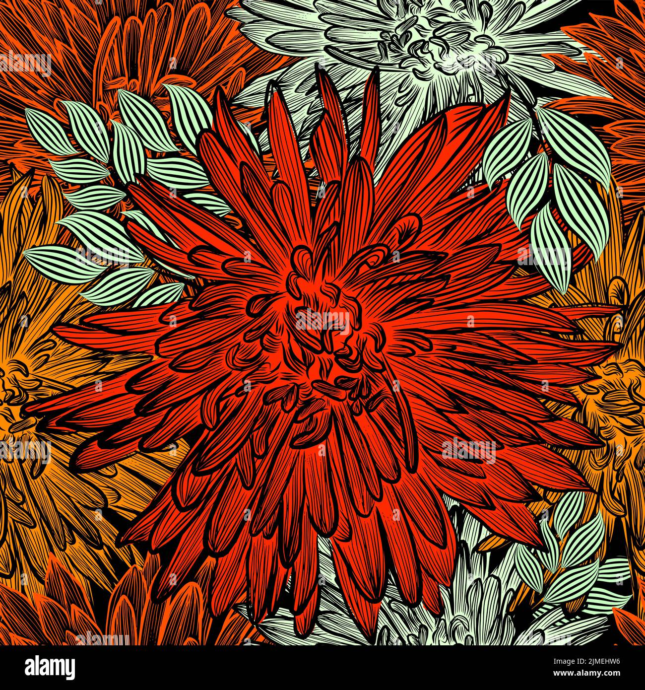 Aster flowers seamless pattern. Vector illustration Stock Vector Image & Art - Alamy