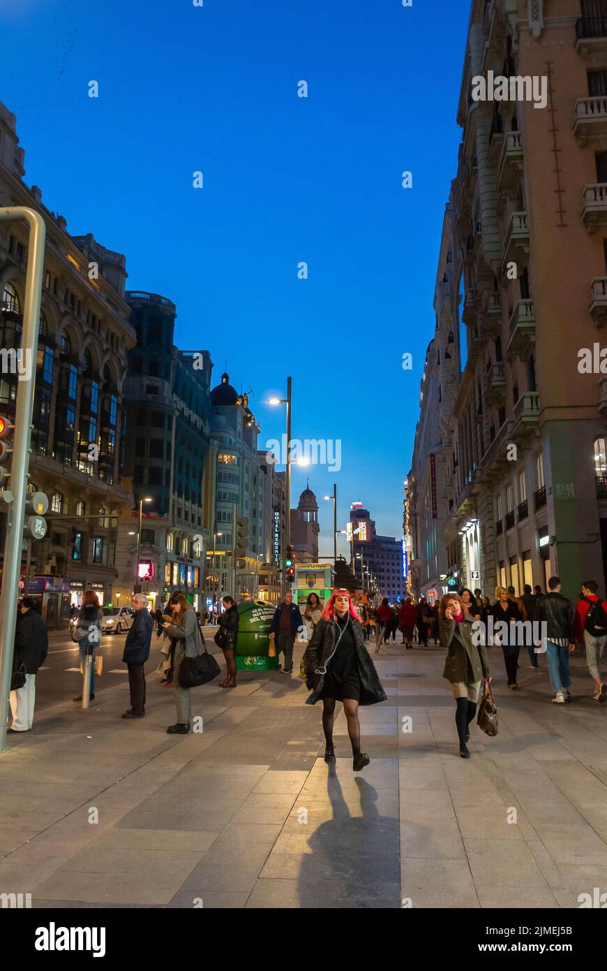 Madrid, Spain, Night, Crowd, People, Tourists, Outside, Street Scene ...