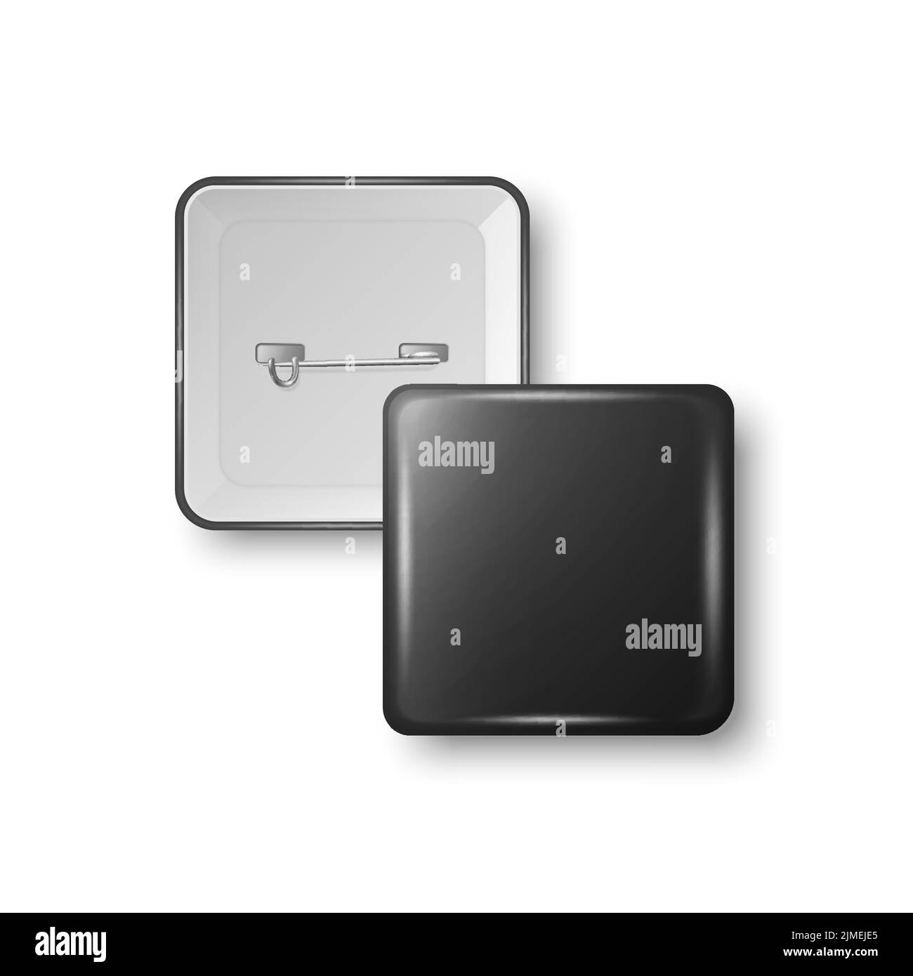 Vector 3d Realistic Square Black Metal, Plastic Blank Empty Button ...