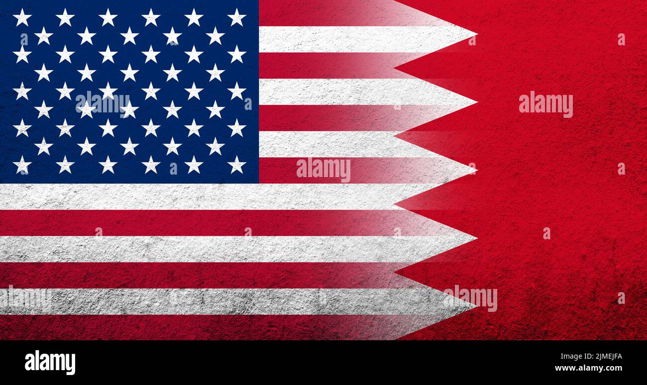 United States of America (USA) national flag with Bahrain national flag ...