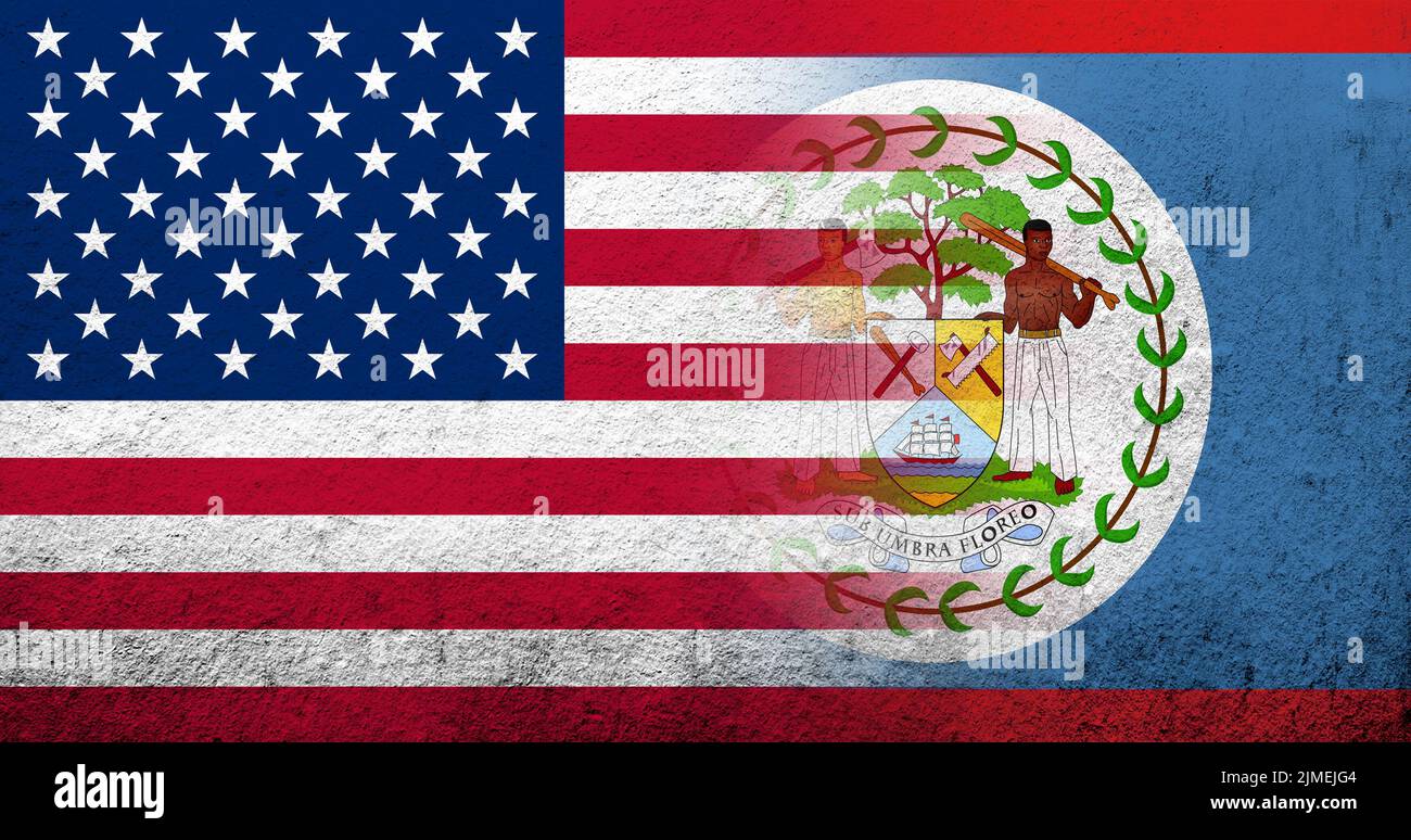 United States of America (USA) national flag with National flag of ...