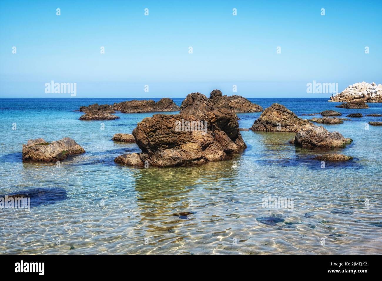 Donghae beach rock formation Stock Photo - Alamy