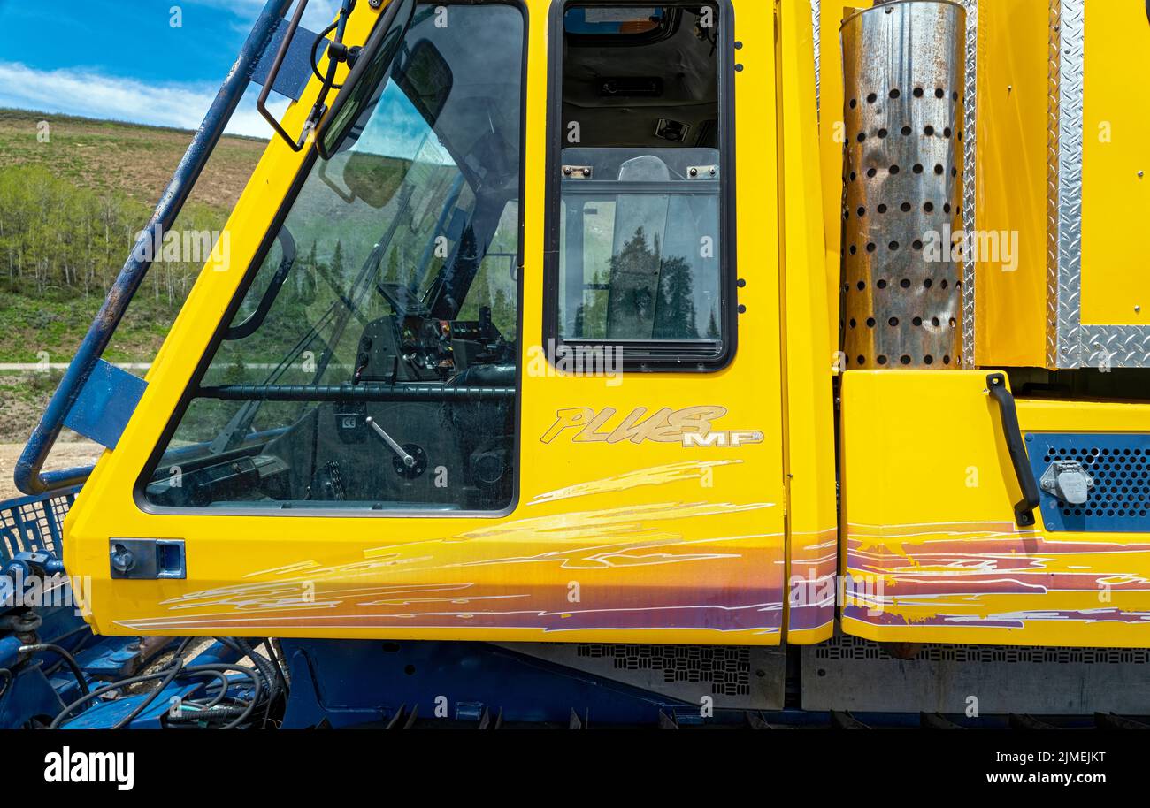 The cab of a bombardier Plus MP Snowcat parked at the Pomerelle ...