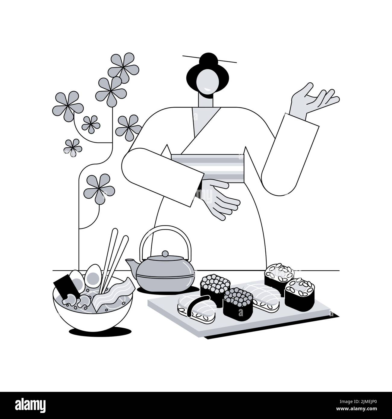 Japanese food abstract concept vector illustration. Oriental cuisine ...