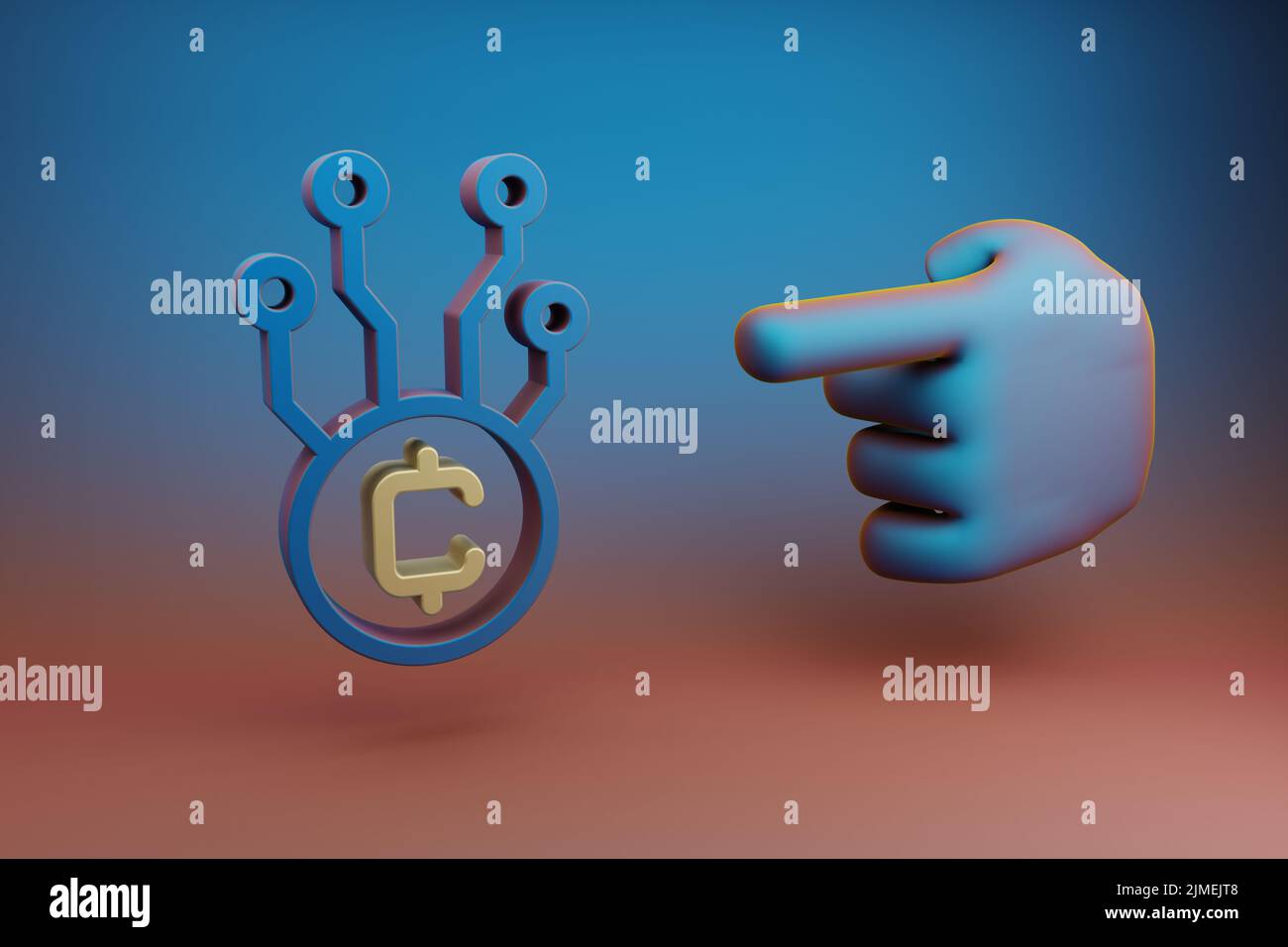 Beautiful illustrations abstract Hand index finger points to Blockchain ...