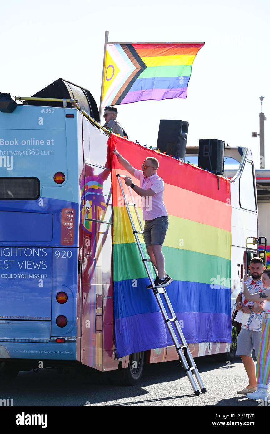 Brighton sussex pride flag hi-res stock photography and images - Alamy