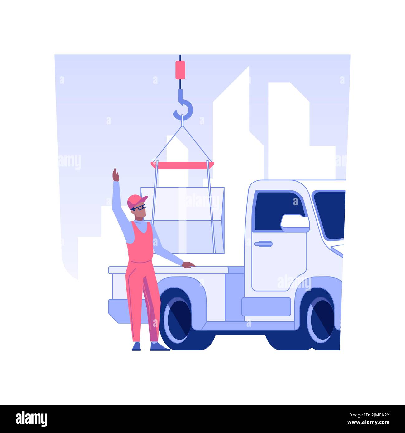 Large object moving isolated concept vector illustration. Full service ...