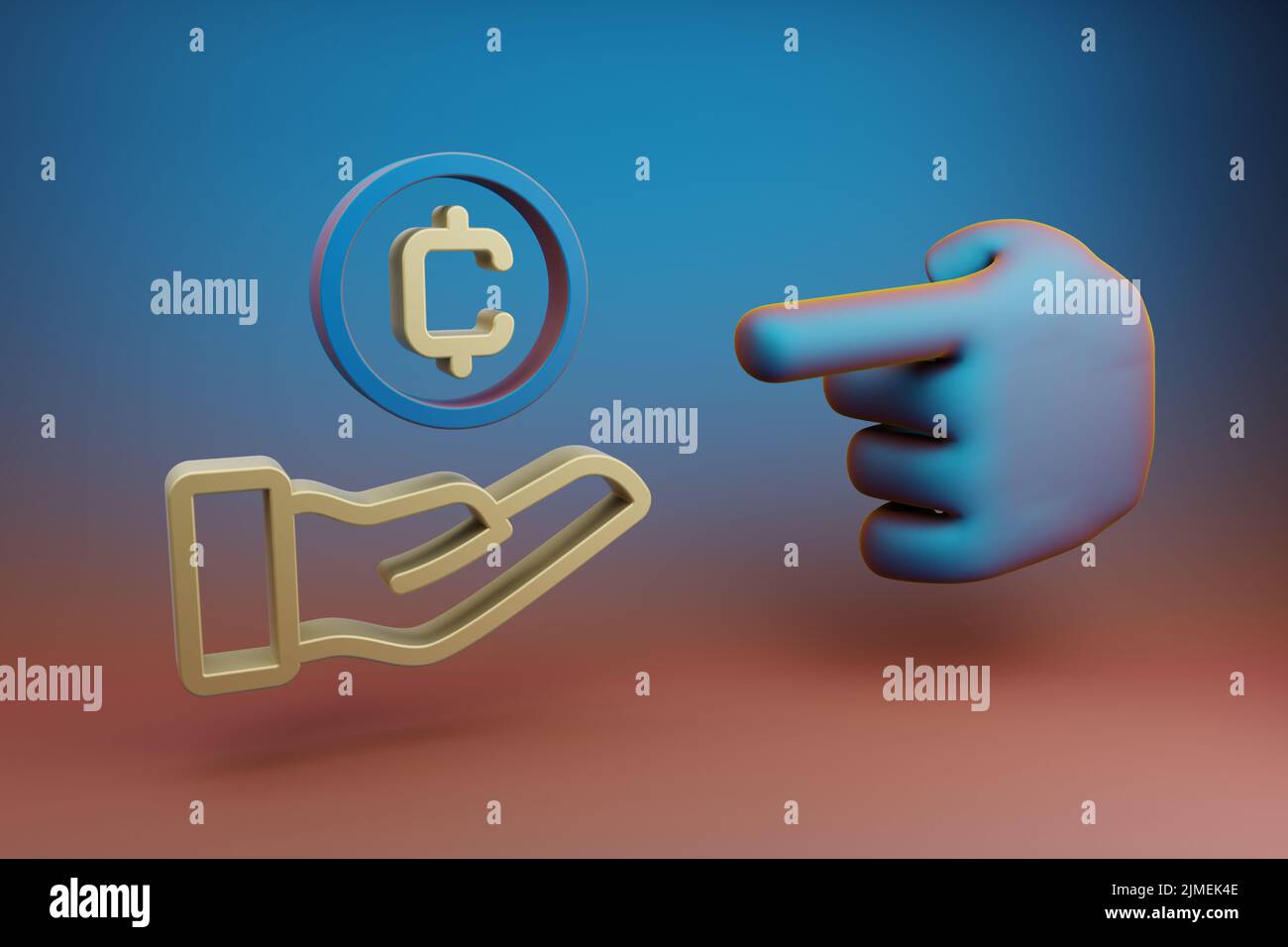 Beautiful illustrations abstract Hand index finger points to Coin hand ...