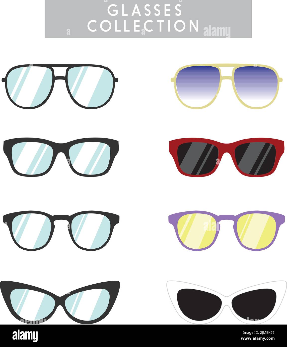 A vector illustration of different glasses isolated on a white ...