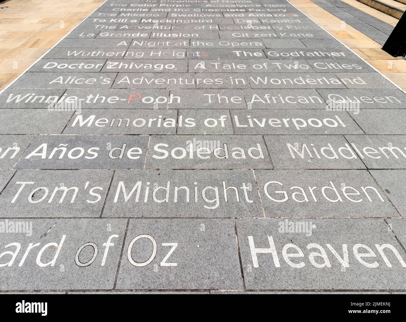 A close-up view of paving with engraved names of various famous ...