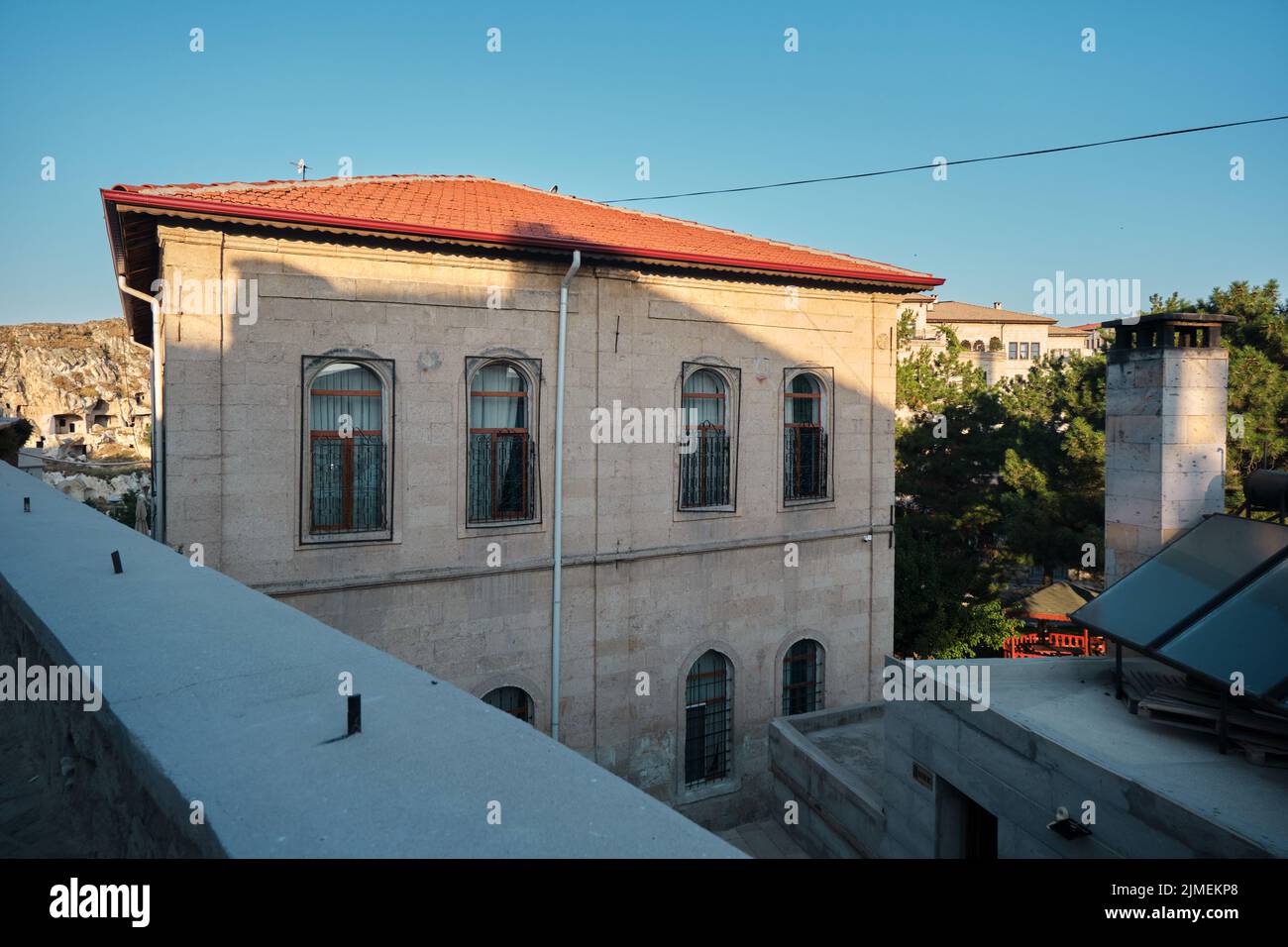 old town and limestone made house in the city of goreme, cappadocia ...