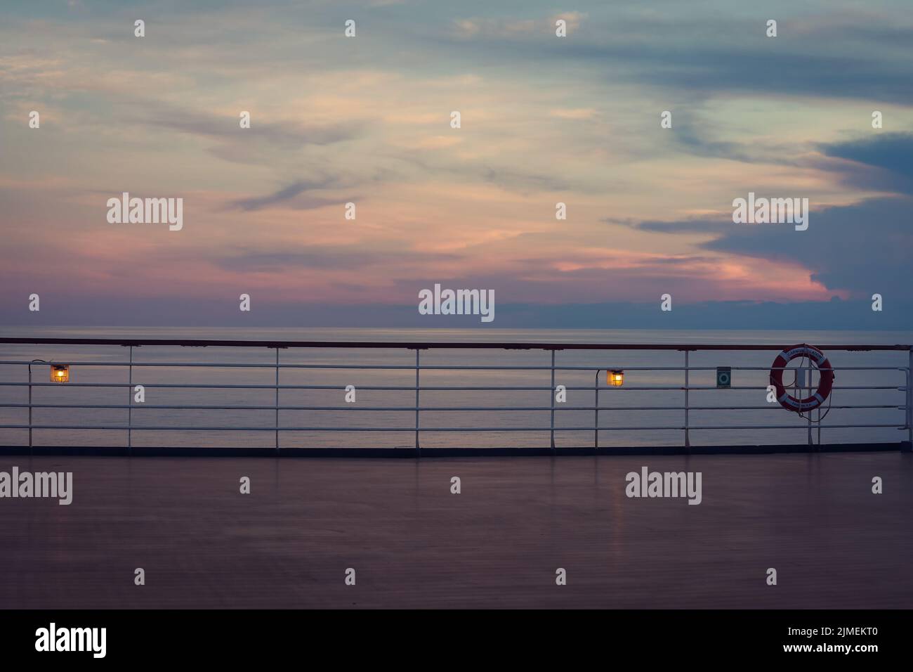 Luxury Cruise Ship Deck at Sunset Stock Photo - Alamy