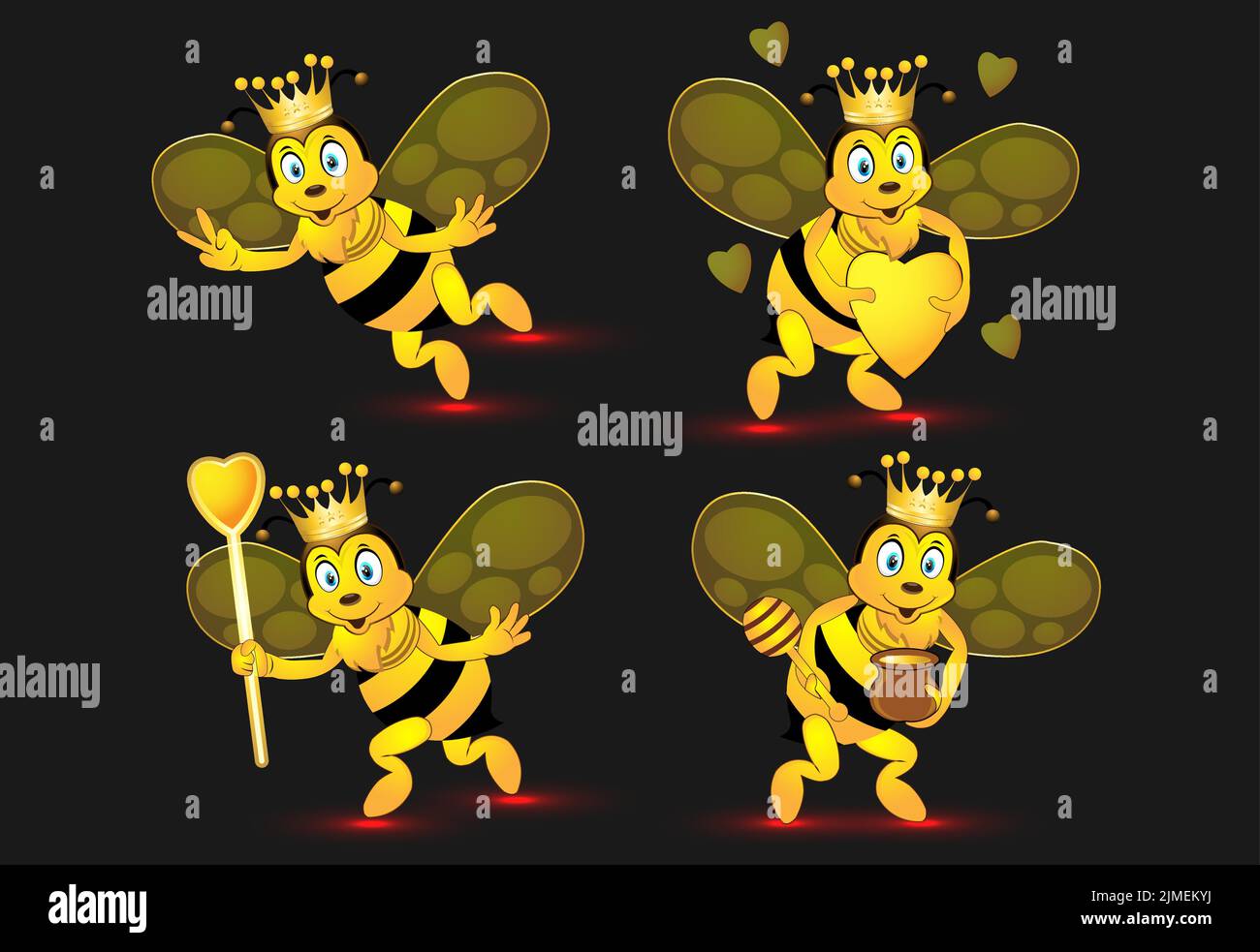 A set of honey bees cartoon illustration Stock Vector Image & Art - Alamy