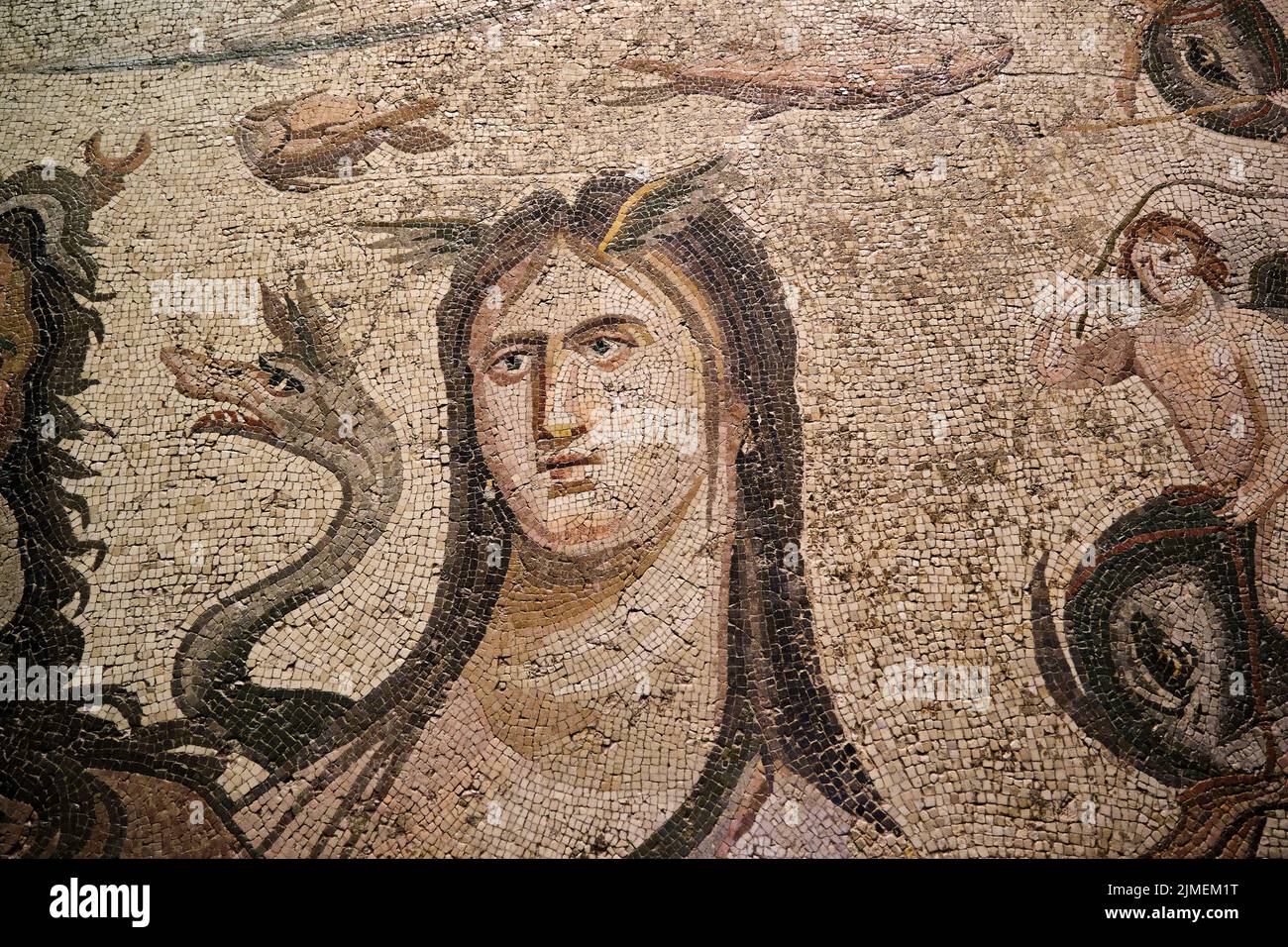 the ancient temple museum in mesopotamia. mosaic of ancient gods in ...