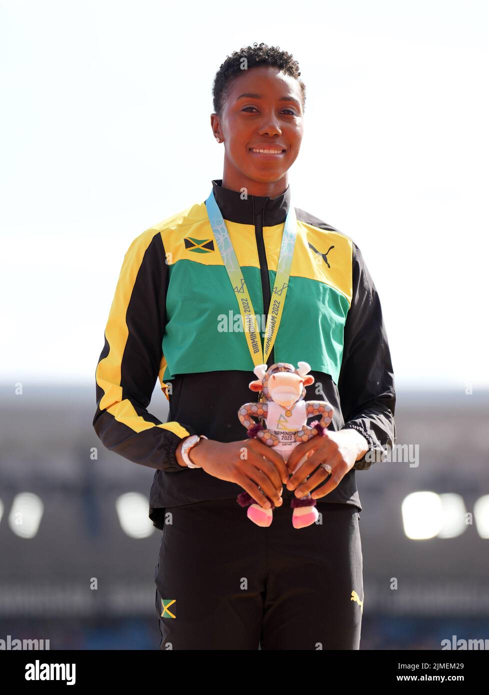 Jamaica's Shanieka Ricketts poses with her gold medal after winning The ...