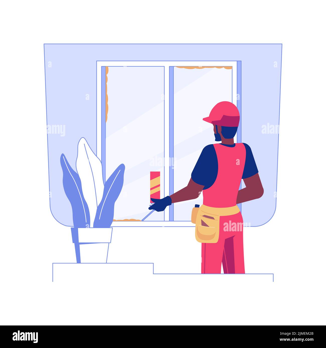Insulating windows isolated concept vector illustration. Contractor ...