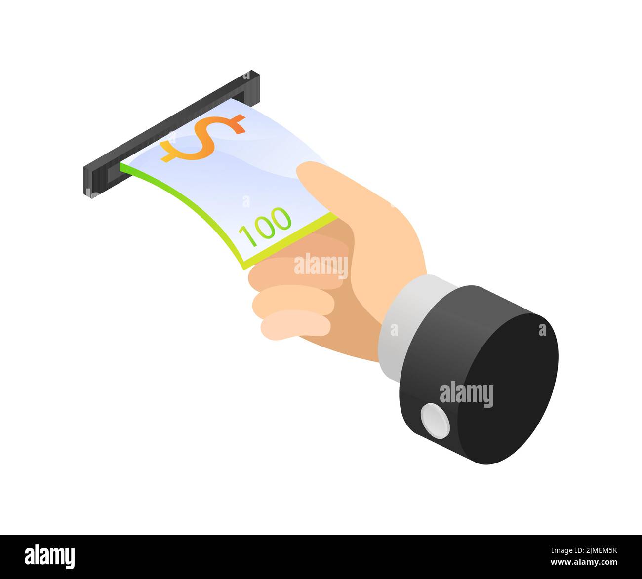A vector illustration of money withdrawal via ATM machine Stock Vector ...