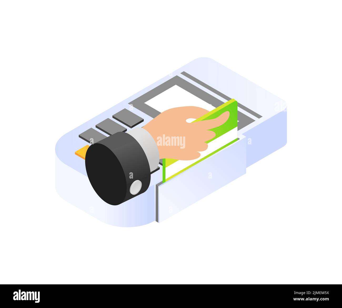 A vector illustration of making payments with ATM swipe machines Stock ...