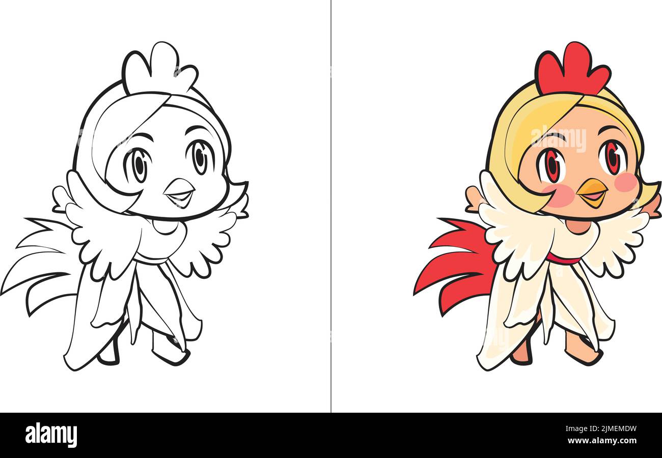 A cute rooster girl cartoon illustration Stock Vector Image & Art - Alamy