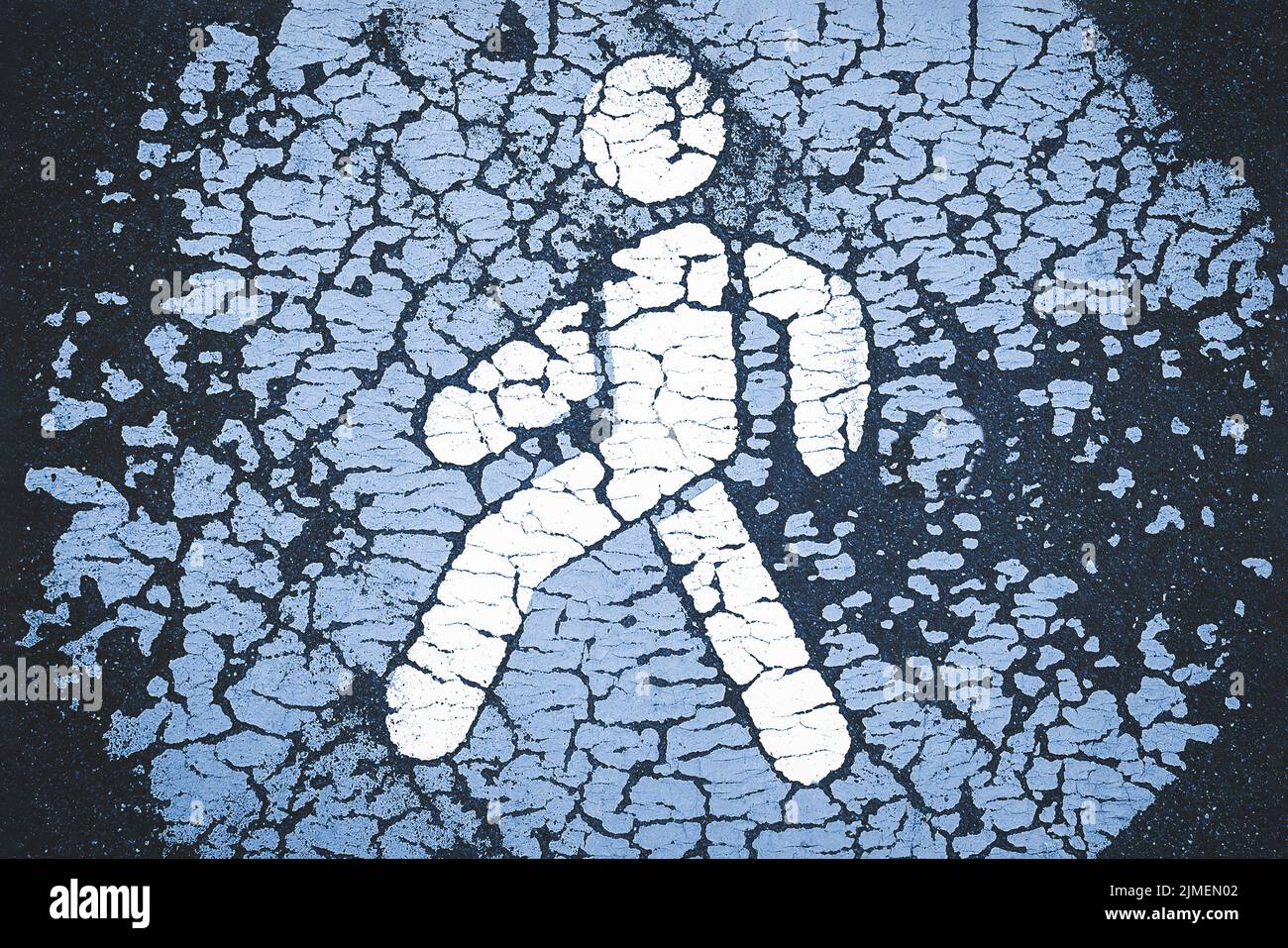 Pedestrian icon or sign on gray footpath background Stock Photo - Alamy